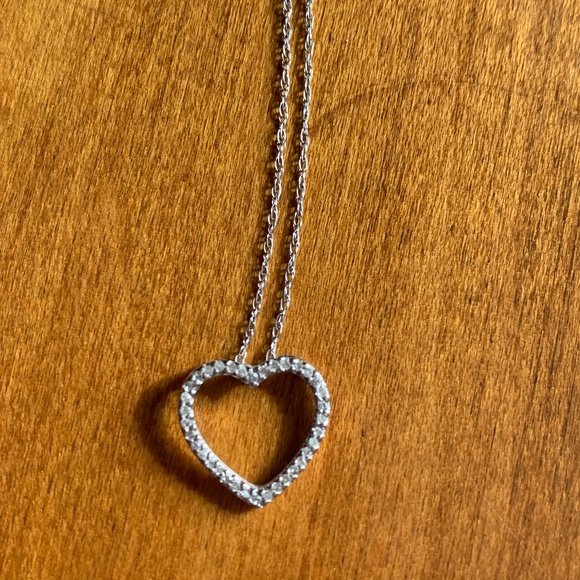 Jewelry | 16 Inch White Gold Heart Necklace Pave Diamonds | Poshmark